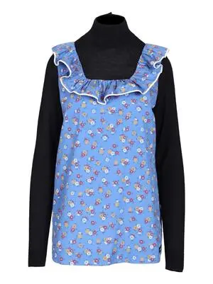 Miu Miu Poplin And Wool Sweater - Multicolor