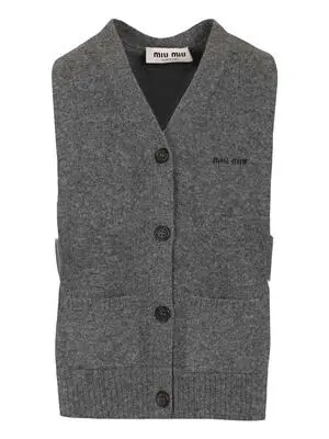 Miu Miu Cashmere Cardigan Vest - Gray