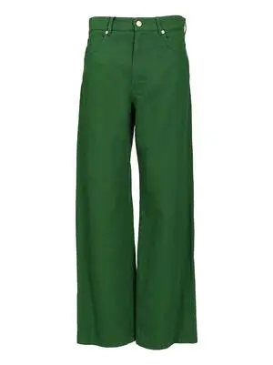 Max Mara Cotton And Linen Drill Trousers - Green