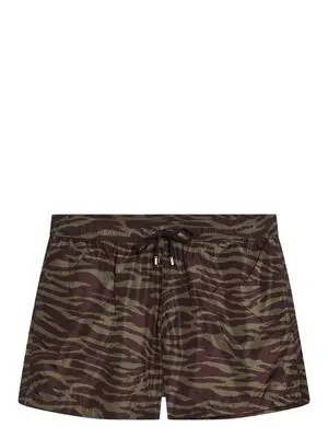 Attico Zebra Shorts In Khaki/brown Nylon - Multicolor