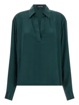 TOM FORD TOM FORD Satin Silk Polo Shirt
