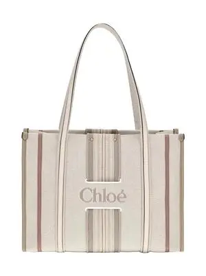 Chloé Woody Loop Canvas Tote Bag - Cream