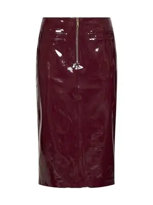 SELF-PORTRAIT Glossy Faux Leather Midi Skirt - Multicolor