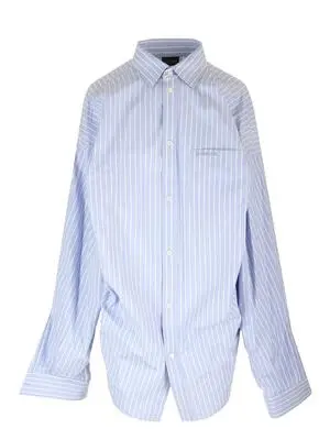 BALENCIAGA BALENCIAGA Large Fit Asymmetric Striped Cotton Poplin Shirt