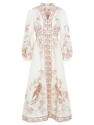 Zimmermann Indra Plunge Midi Dress - Multicolor