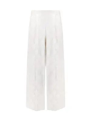 Fendi Jacquard Silk Trousers With Floral Motif - Multicolor