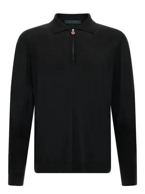 Kiton Wool Polo Shirt 14 Microns - Black