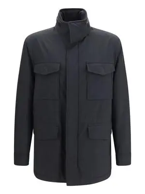 Brioni Performa Wool Blend Sahariana Jacket - Blue