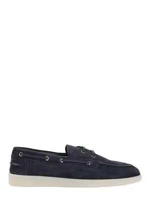 Prada PRADA Suede Calf Leather Allacciate Lace-Up Shoes Blue