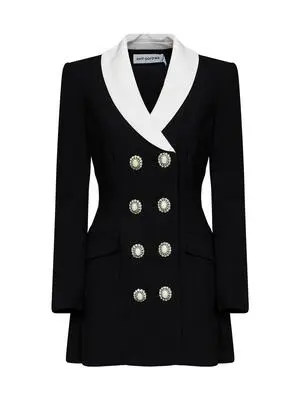 SELF-PORTRAIT Black Wool Tailored Blazer-style Mini Dress - Multicolor