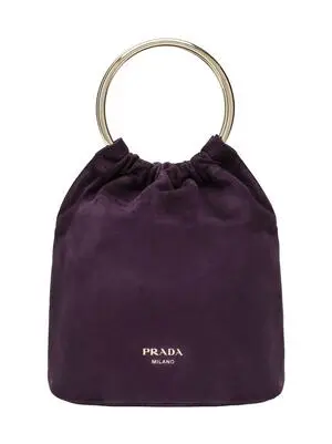 Prada Mini Bucket Bag In Plum Suede - Purple
