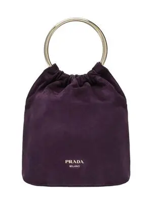Prada Mini Bucket Bag In Plum Suede - Purple