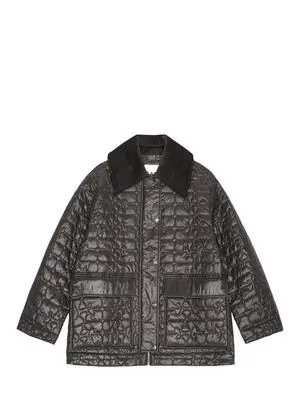 GANNI Ganni Quilted Midi Jacket Gray