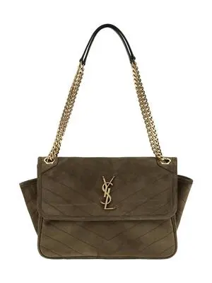 Saint Laurent Niki Tripouch Suede Shoulder Bag - Green