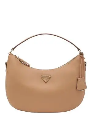 Prada Light Brown Leather Shoulder Bag - Cream
