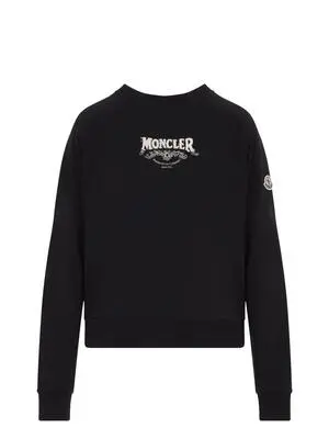 Moncler Cotton Blend Crewneck Sweatshirt - Black