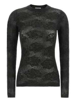 Brunello Cucinelli Flower Lace Sweater - Gray