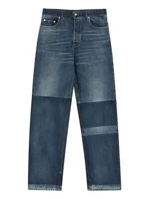 Gucci Two-tone Wide-leg Jeans With Stone-washed Treatment - Blue