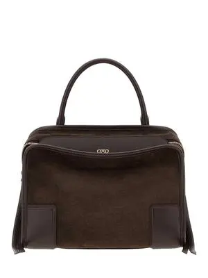 Loewe Amazona 180 Medium Suede Handbag With Removable Shoulder Strap - Brown
