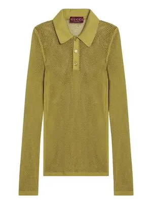 Gucci Pistachio Perforated Technical Knit Polo - Green