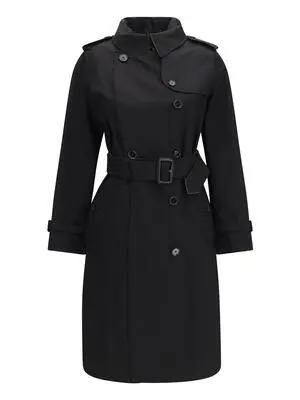 Burberry Long Gabardine Trench Coat - Black