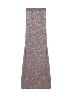 Balenciaga Light /silver Maxi Skirt With Sequins - Brown