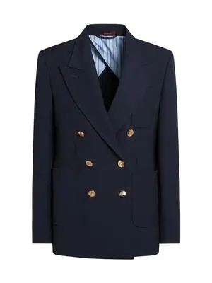 Gucci Double-breasted Jacket In Cotton - Blue