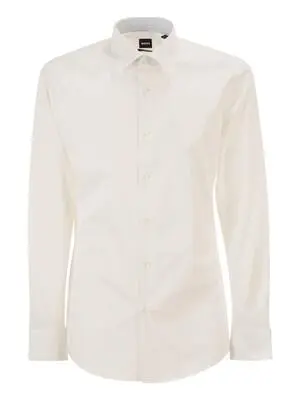 BOSS Slim Fit Shirt In Stretch Cotton Poplin - White