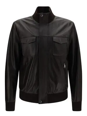 Dolce & Gabbana Lambskin Bomber Jacket - Brown