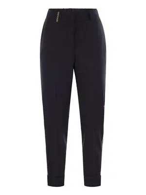Peserico Peserico Women Virgin Wool Blend Trousers With Jewellery Blue
