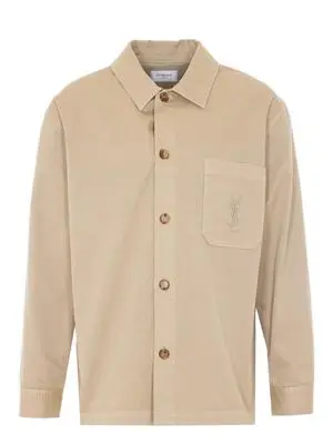 Saint Laurent Cassandre Monogram Logo Overshirt - Cream
