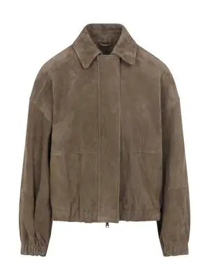 Brunello Cucinelli Suede Leather Jacket - Brown