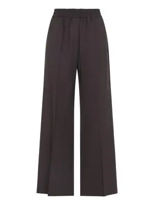 Brunello Cucinelli Wide Leg Wool Pants - Brown
