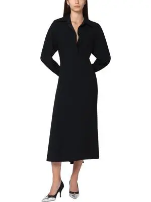 Victoria Beckham Satin Shirt Dress Midi - Black