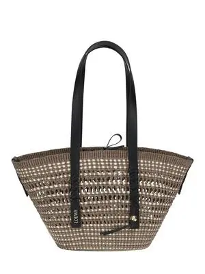 Loewe Braid Basket Shoulder Bag In Iraca Palm And Calfskin - Brown