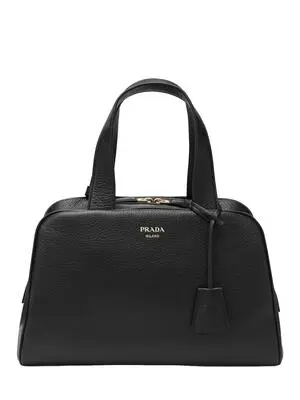 Prada Large Leather Satchel Bag - Black