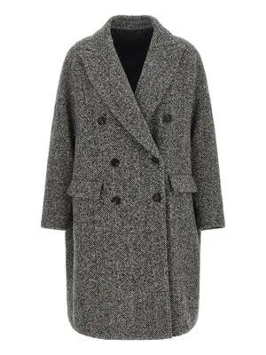 Brunello Cucinelli Dazzling' Chevron Coat - Gray