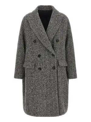Brunello Cucinelli Dazzling Chevron Coat - Gray