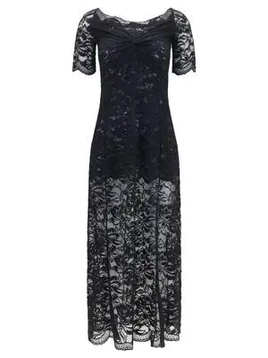 Rabanne Floral Lace Maxi Dress - Black
