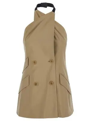 MAX MARA Max Mara Women Mxsnuraghe Beige Dress With Front Closure In Wool And Silk For Women