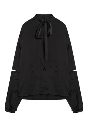 Balenciaga Satin Blouse With Bow - Black