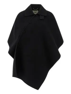 Fendi Double Wool' Cape - Black