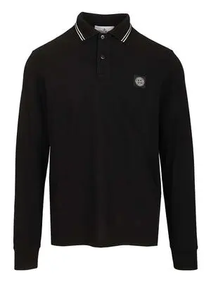 Stone Island Long-sleeved Polo Shirt - Black