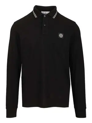 Stone Island Long-sleeved Polo Shirt - Black