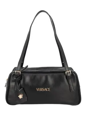 Versace VERSACE Lamb Skin Tag Shoulder Bag Black