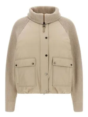 Brunello Cucinelli Knit Insert Down Jacket - Cream