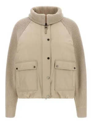 Brunello Cucinelli Knit Insert Down Jacket - Cream