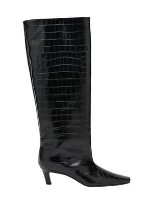 TOTEME Croc-embossed Leather Boots - Black