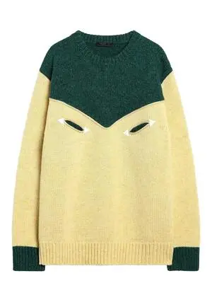 Prada Cream And Emerald Green Wool Sweater - Multicolor