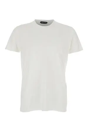 TOM FORD Tom Ford Men T-Shirt 'Cotton Silk Ss' White With Round Neck In Cotton And Silk Men Multicolor